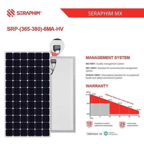 Panel Solar Seraphim Monocristalino de 380 watts